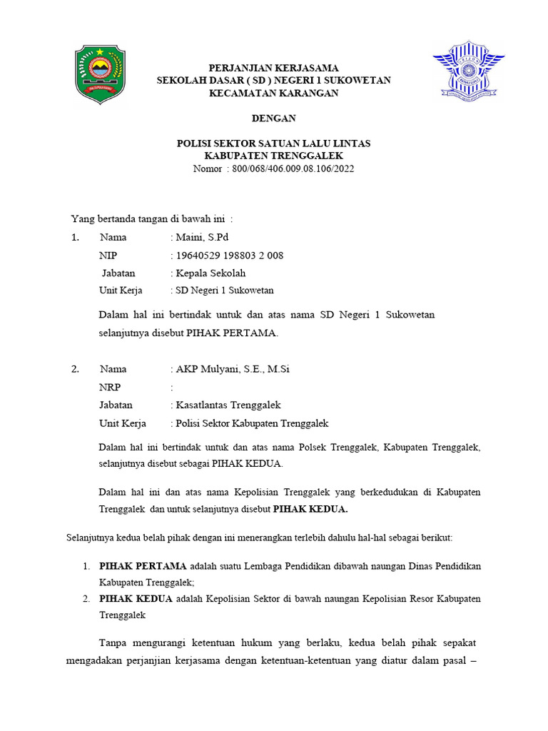 Mou Kerjasama Dengan Kepolisian | PDF