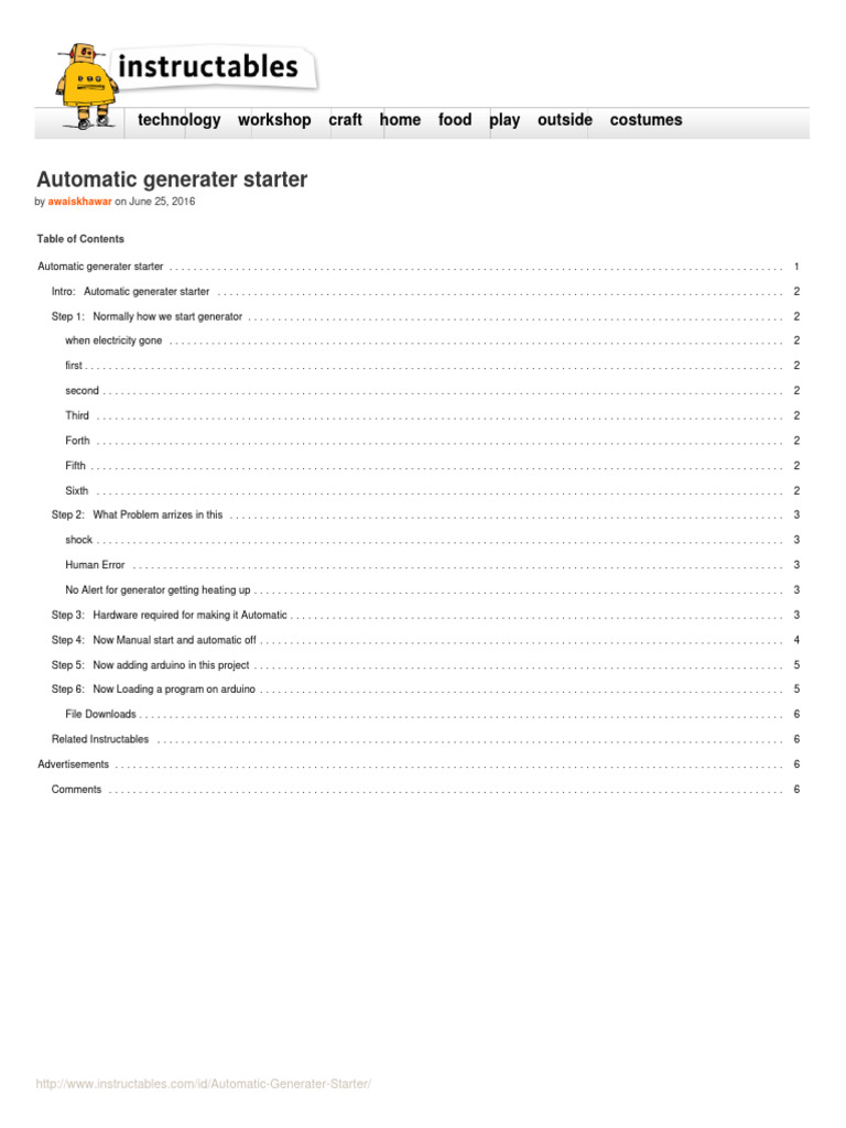 Automatic Generater Starter | PDF | Arduino | Electric Generator