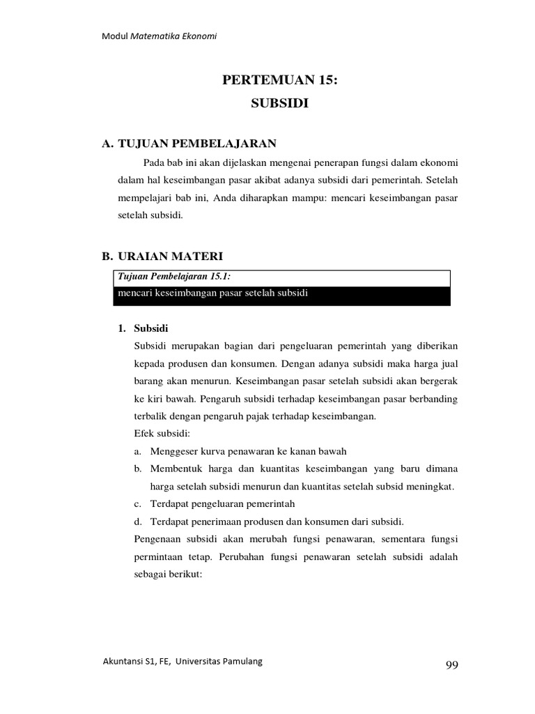 Pertemuan Ke-15 Subsidi | PDF