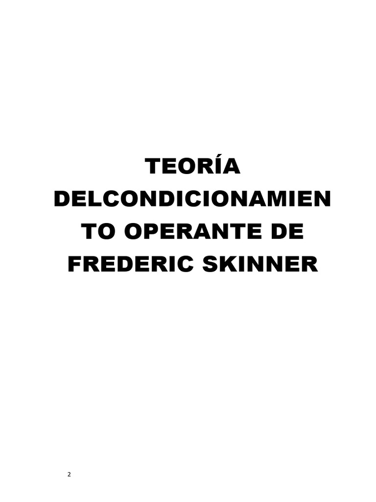 Teoría Delcondicionamiento Operante de Frederic Skinner | PDF ...