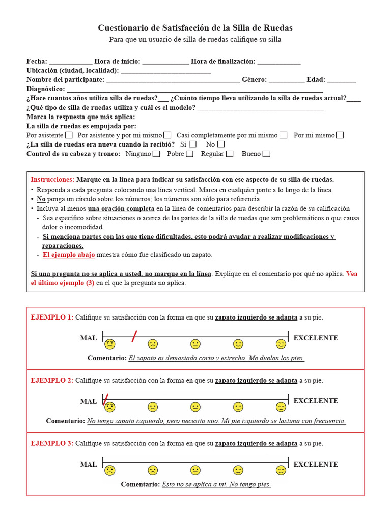 Evaluación de Satisfacción de Sillas de Ruedas | PDF