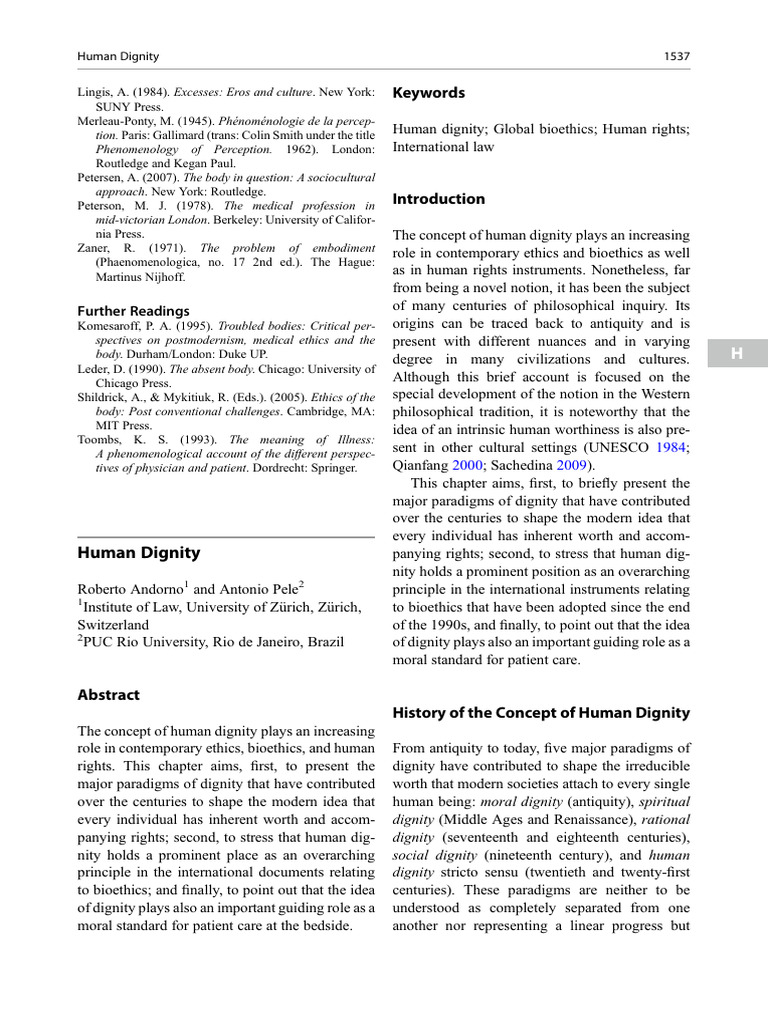 Human Dignity | PDF | Dignity | Bioethics