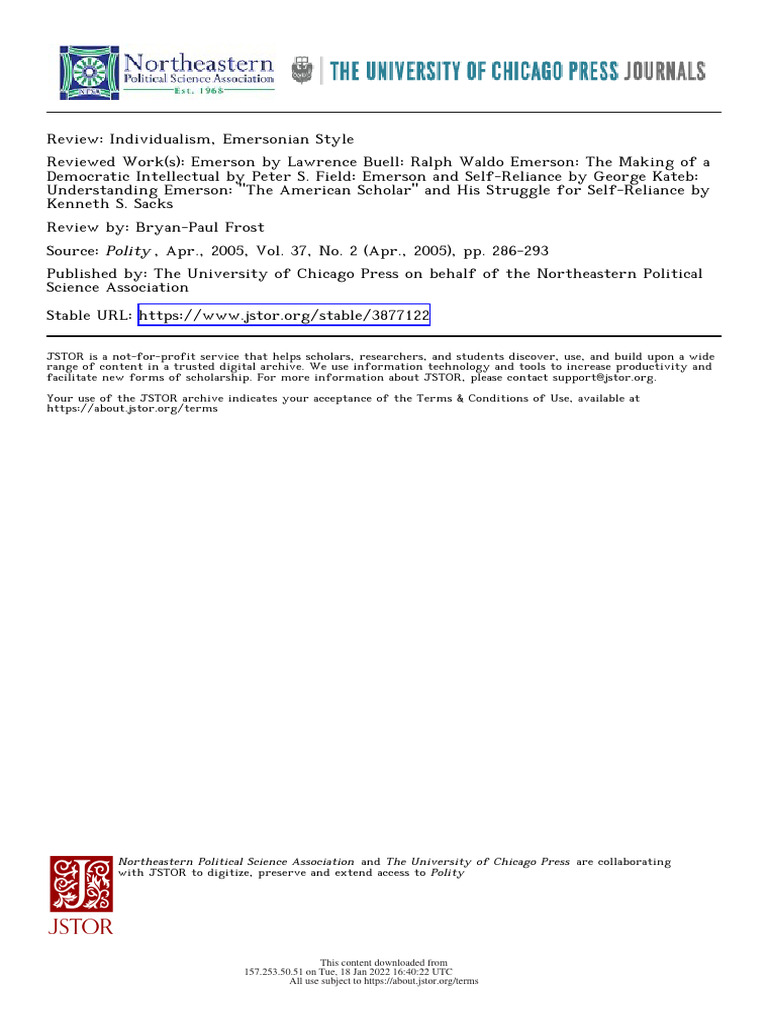 Individualism, Emersonian Style | PDF | Ralph Waldo Emerson | Individualism