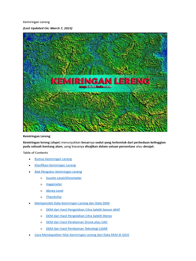 Kemiringan Lereng | PDF