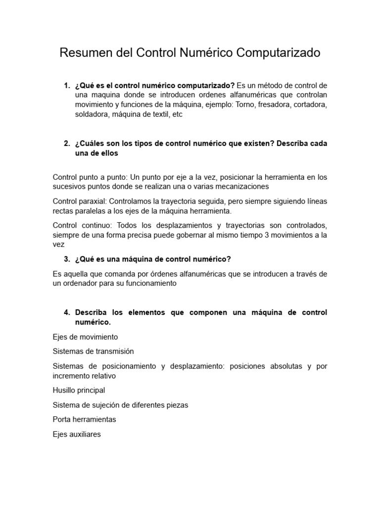 Introducción al Control Numérico Computarizado | PDF | Control numerico | Planificación
