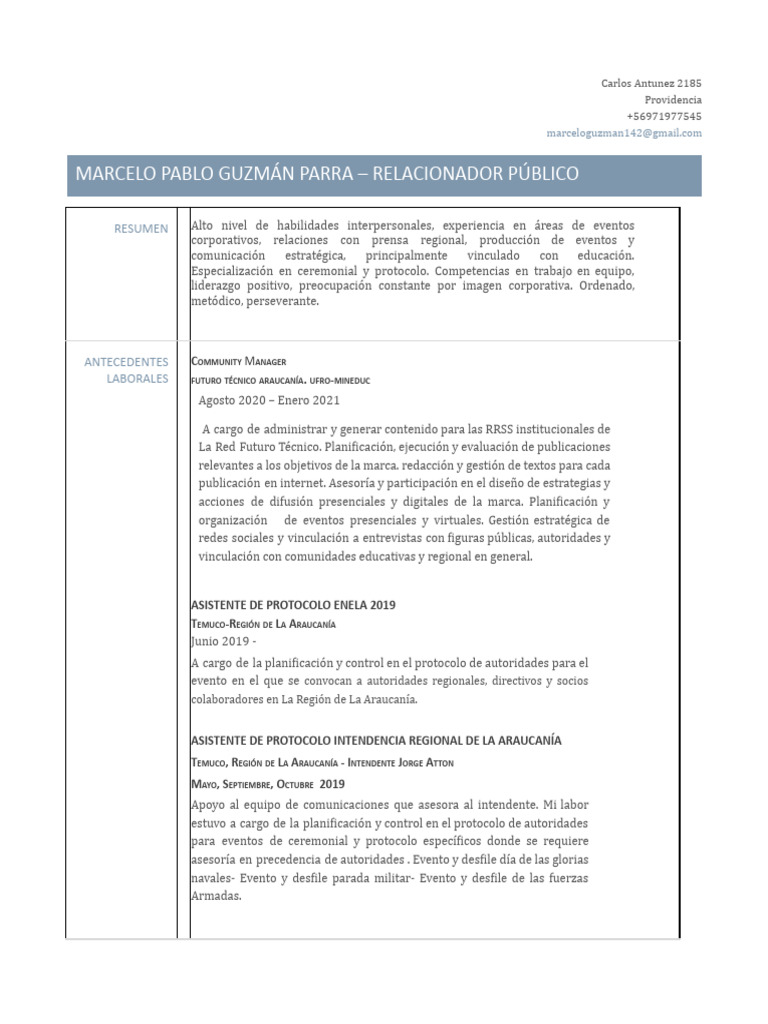 Currículum Marcelo | PDF
