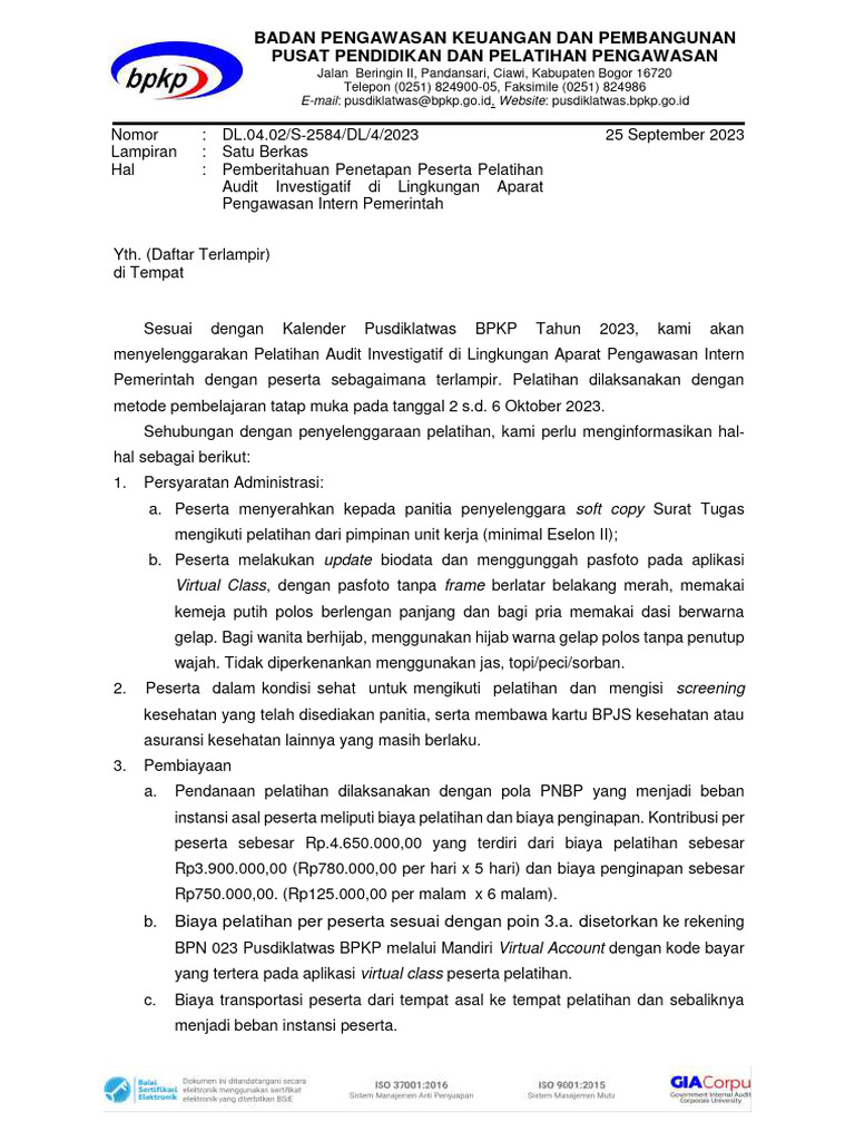 SURAT Penetapan Audit Investigatif 0178 Okt - TTE | PDF SURAT Penetapan Audit Investigatif 0178 Okt - TTE | PDF