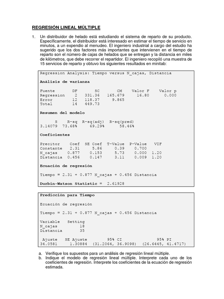 Tarea 11 | PDF | Regresión lineal | Análisis de regresión