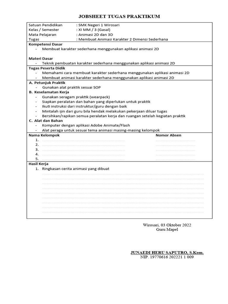 Jobsheet Tugas Praktikum 2 - Animasi | PDF