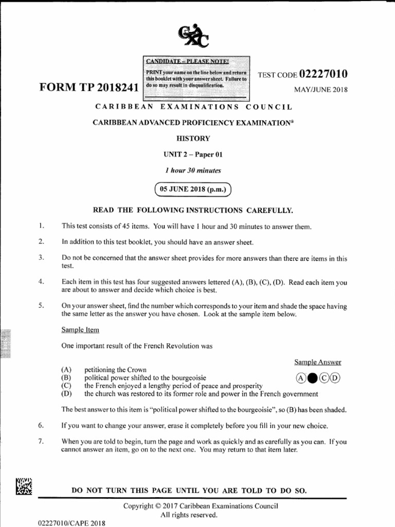 History U2 - P1 - 2018 | PDF