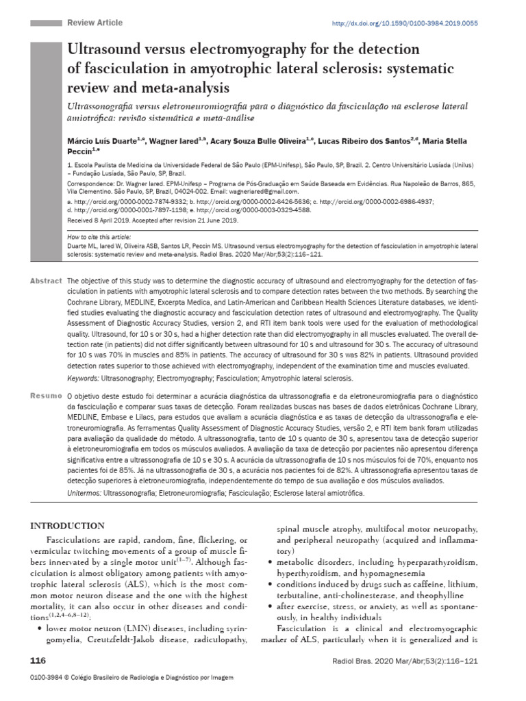 ultrassonografia | PDF | Electromyography | Sensitivity And Specificity