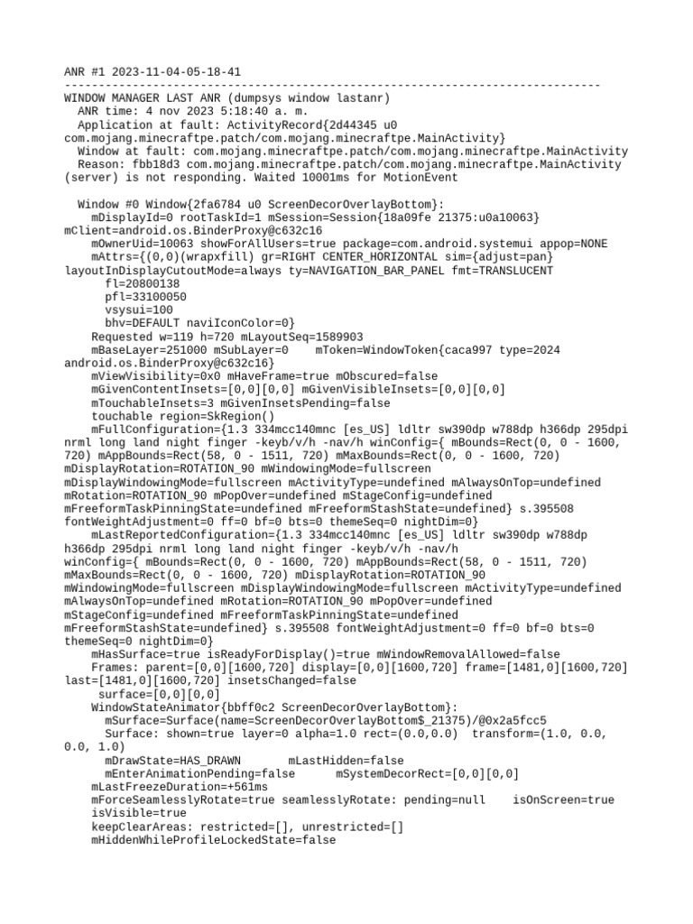 Dumpsys ANR WindowManager | PDF | Mobile Computers | Embedded Linux Distributions