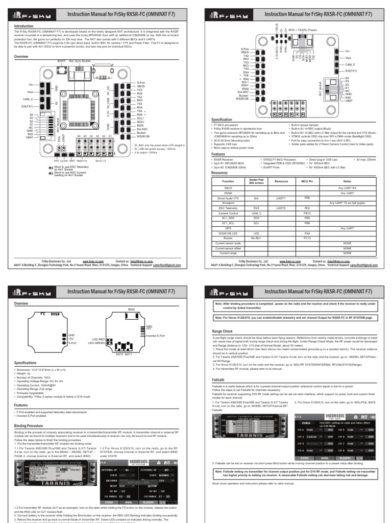 RXSR-FC (OMNINXT F7) Manual | PDF | Information And Communications ...