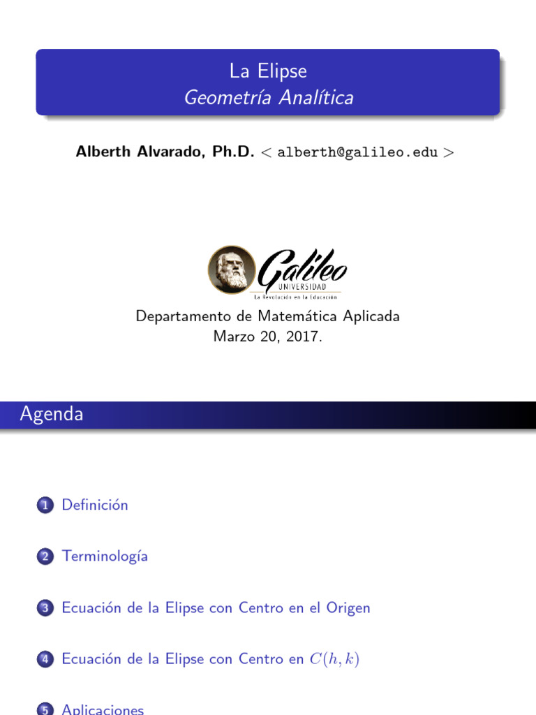 Clase 11 La Elipse v1 | PDF | Elipse | Conceptos matemáticos