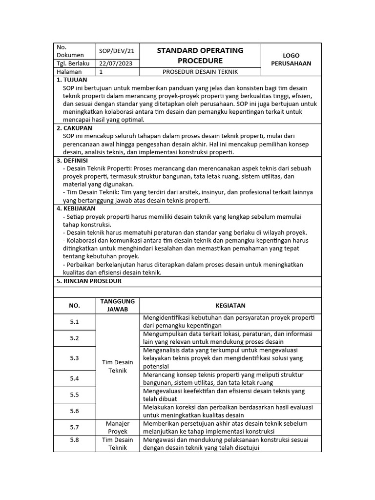 SOP Desain Teknik | PDF