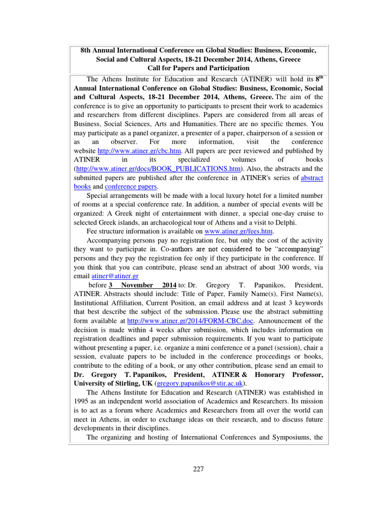 Global Studies Conference 2014 | PDF | Tourism | Science