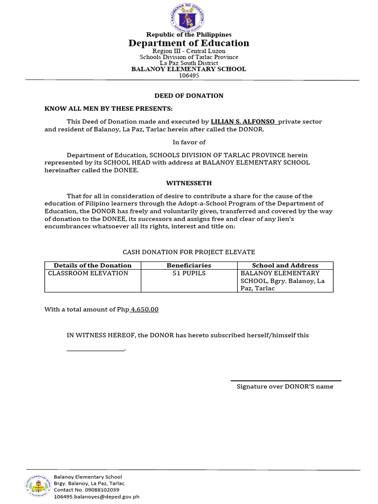 Deed of Donations | PDF | Private Law | Philippines