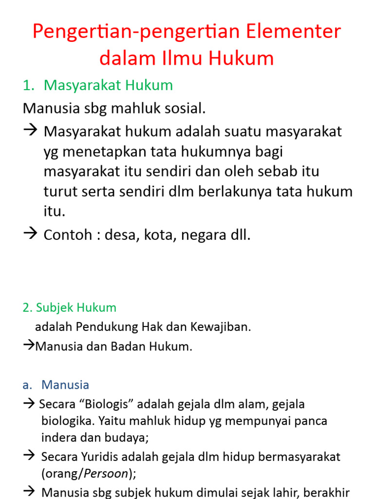 PIH - Pengertian-Pengertian Elementer Dalam Ilmu Hukum | PDF | Hukum