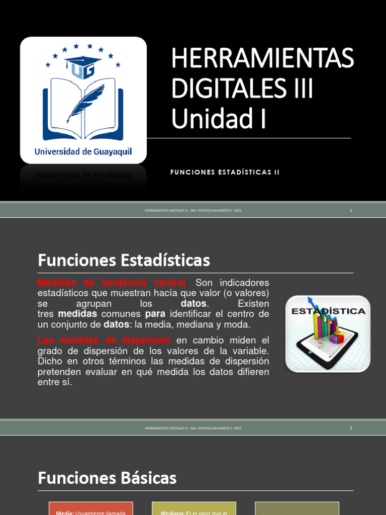 Funciones Estadísticas y Lógicas Excel | PDF | Dispersión estadística | Media