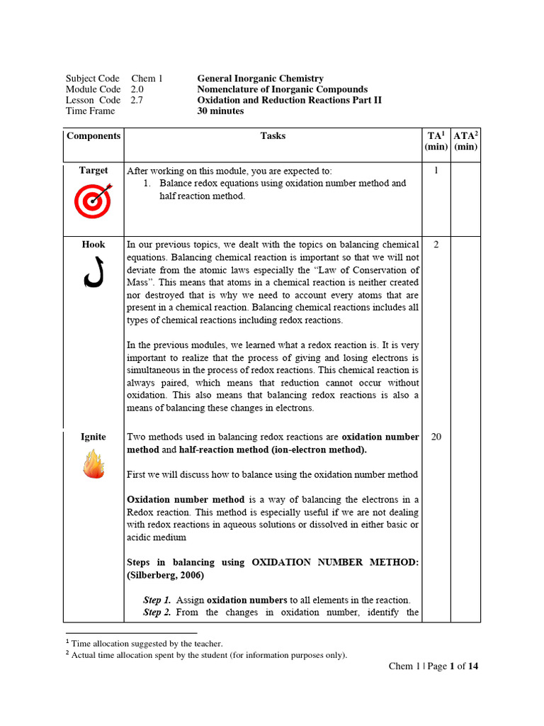 Balancing Redox Reactions Guide | PDF | Redox | Chemical Reactions
