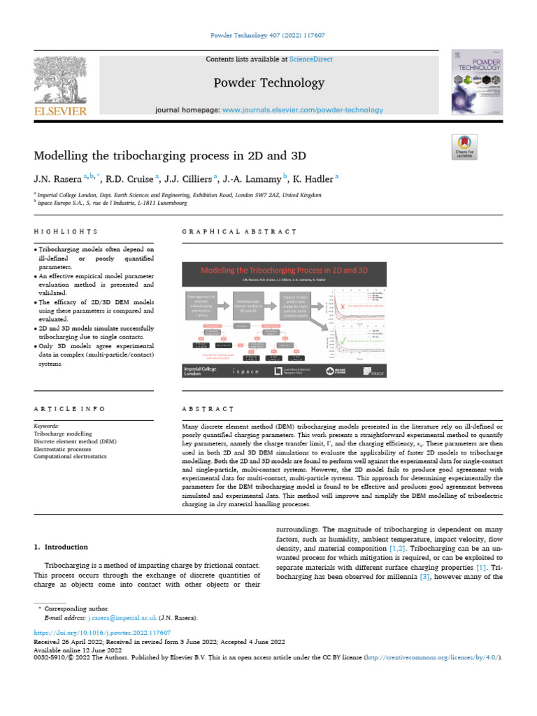 Modelling The Tribocharging Process in 2D and 3D | PDF | Force | Applied And Interdisciplinary ...