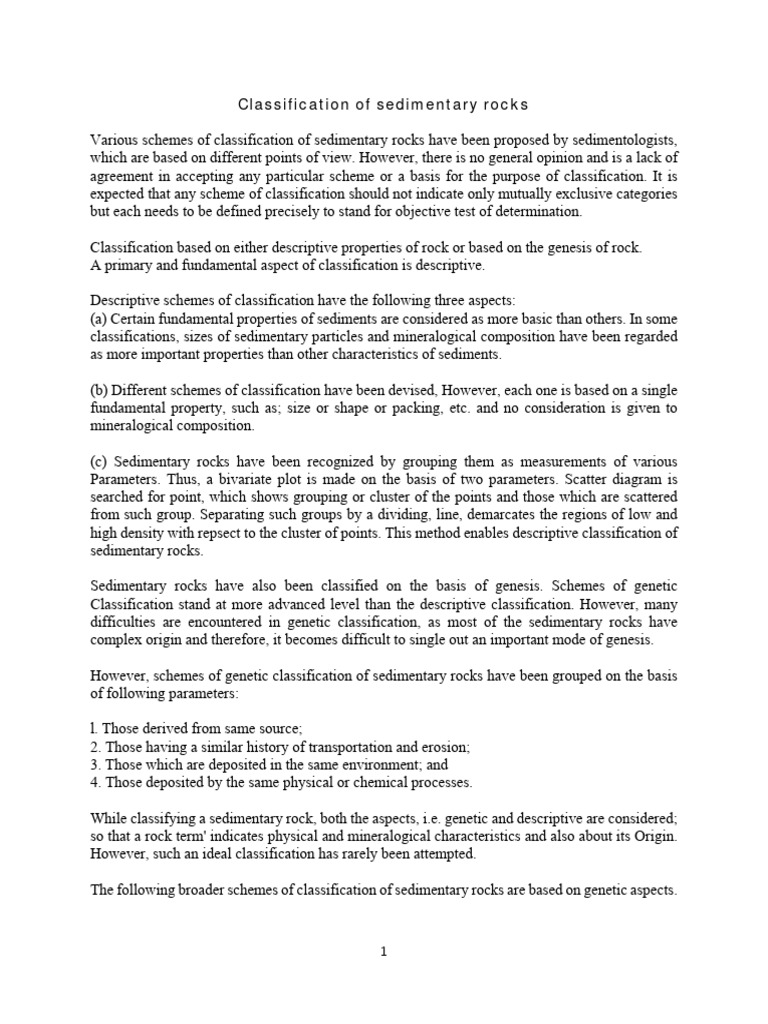 Sedimentary Rock Classification Guide | PDF | Clastic Rock ...