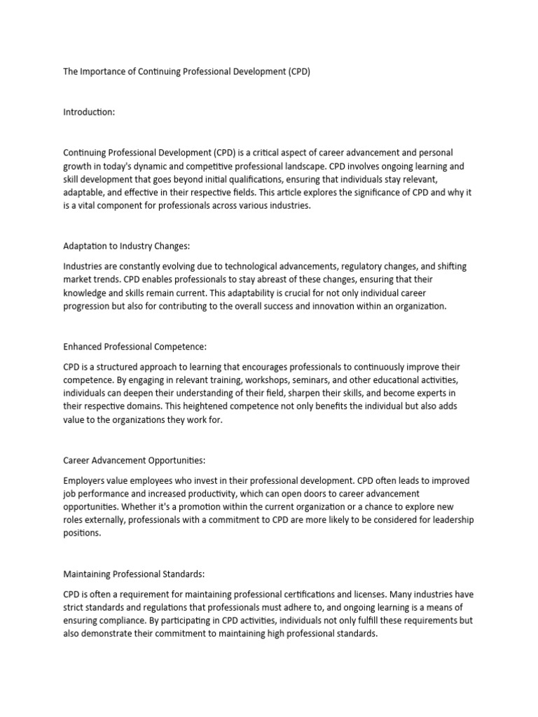 The Importance of Continuing Professional Development | PDF