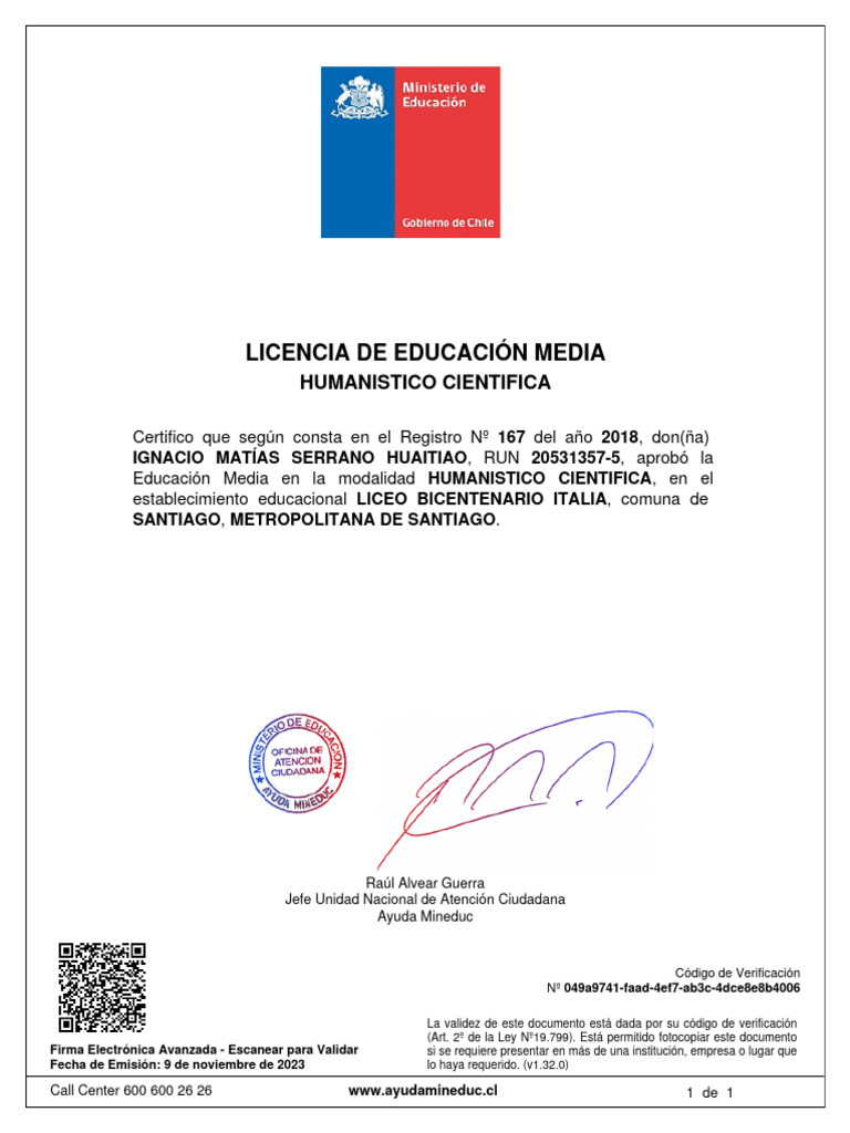 Licencia de Educación Media: Humanistico Cientifica | PDF