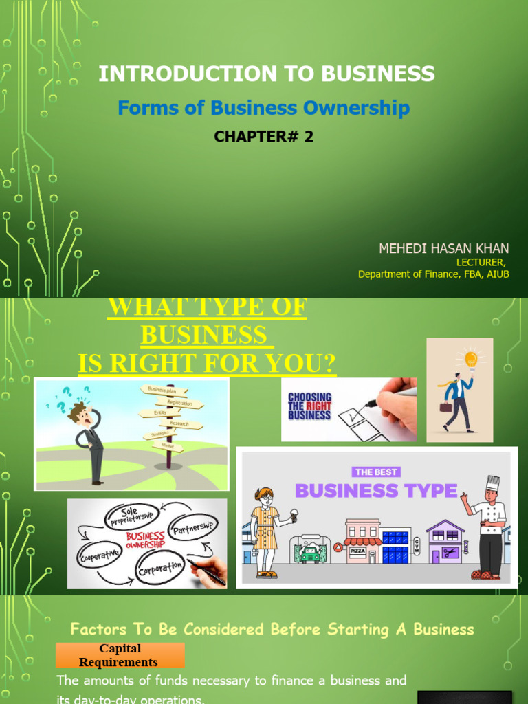 Introduction To Business - Chapter 2 | PDF | Partnership | Franchising