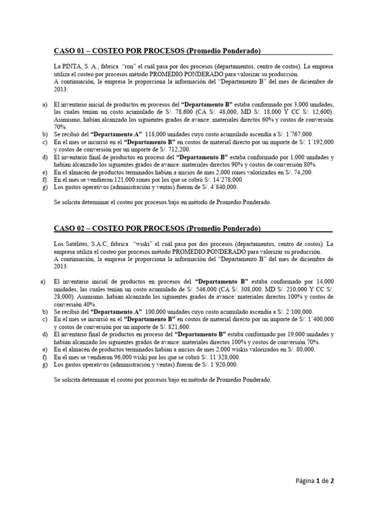 Semana 09 - Costeo Por Procesos | PDF | Inventario | Business