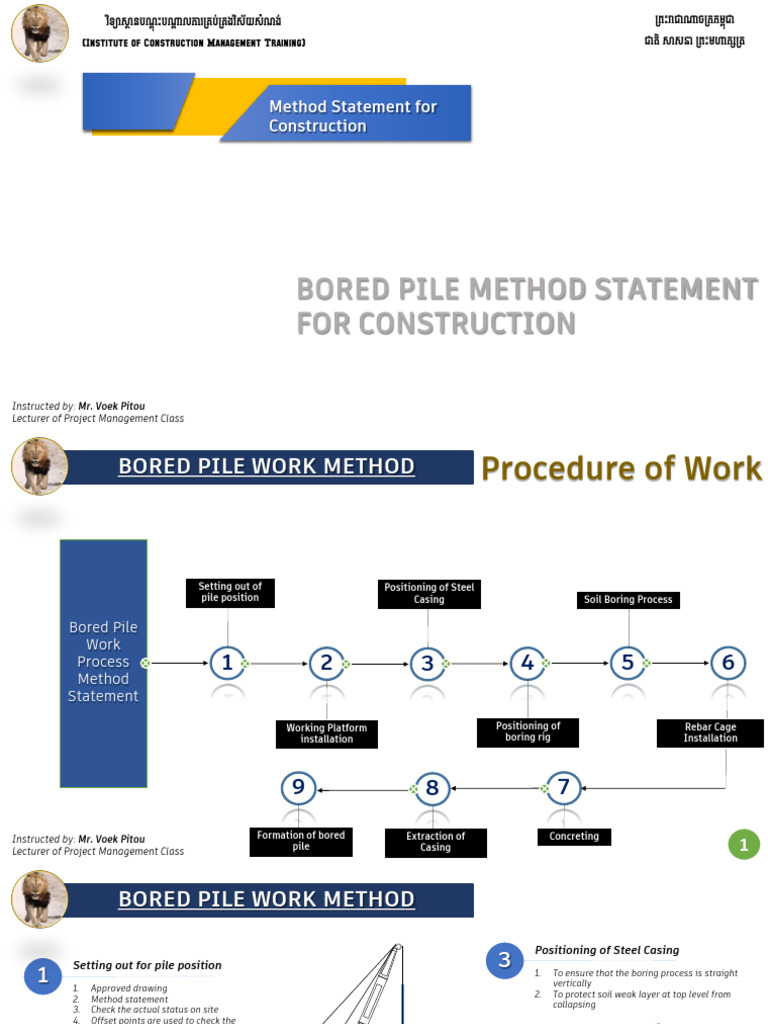 Bored Pile Method Statement For Construction | PDF | Deep Foundation ...