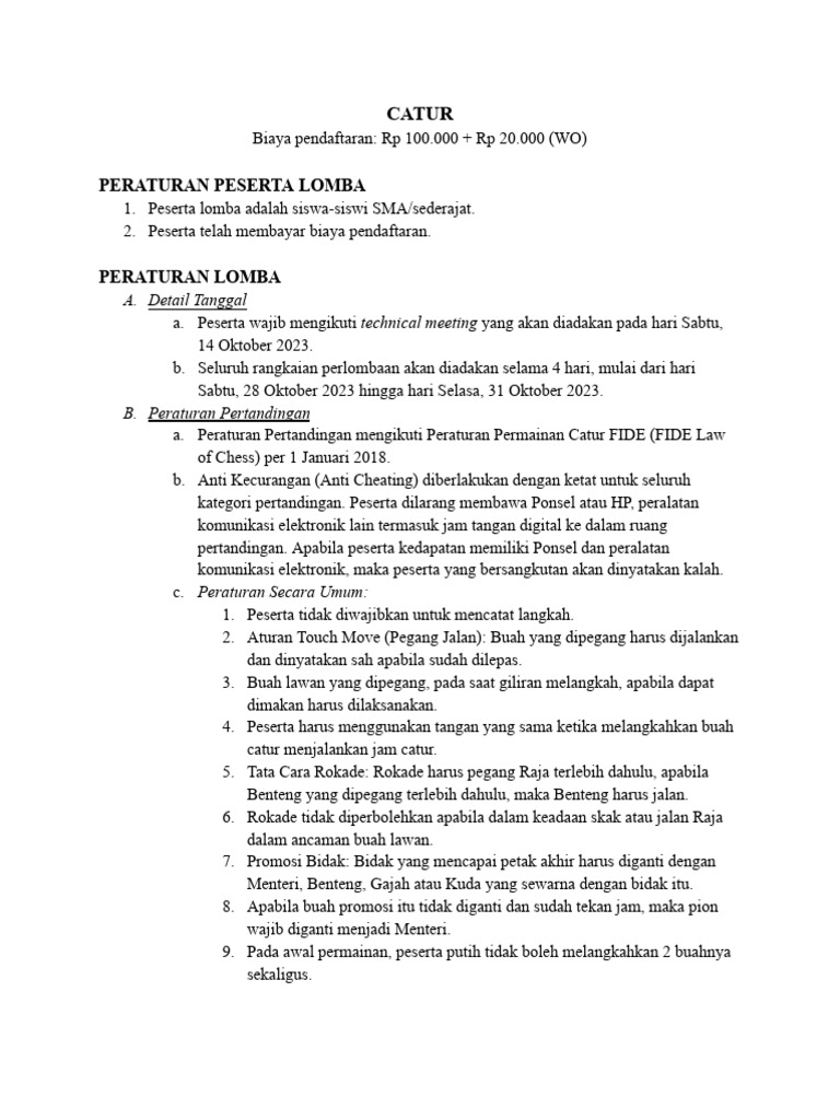 Proposal Lomba Catur | PDF