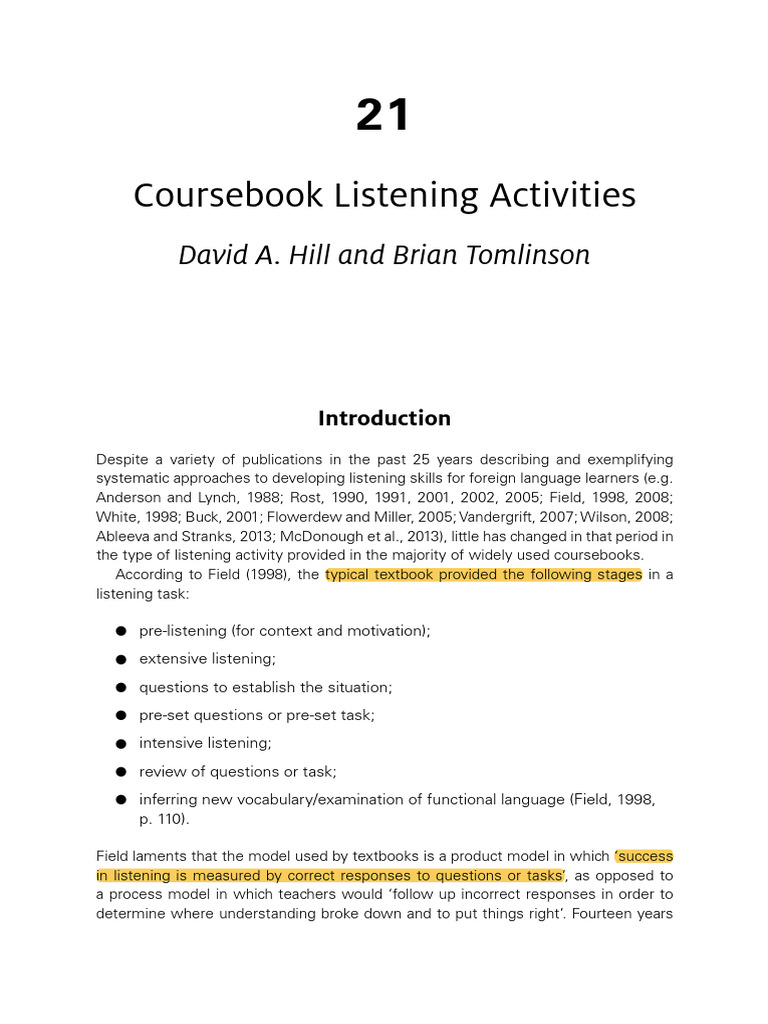 Hill & Tomlinson (2014) | PDF | Learning | Language Education