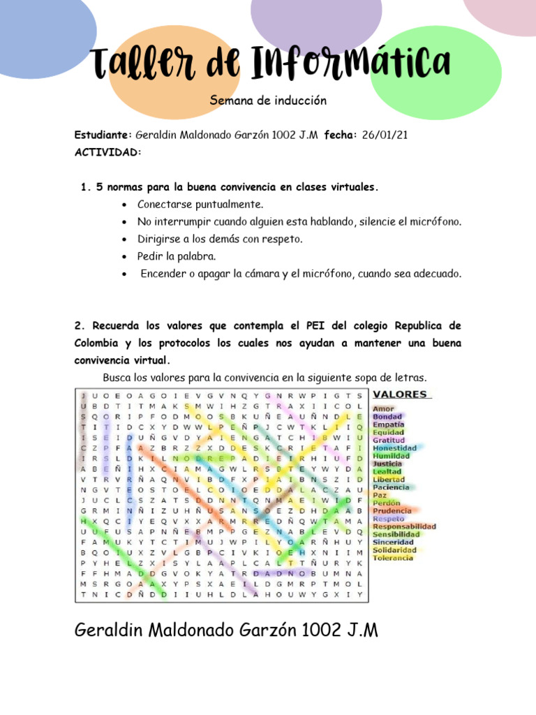 Sopa de Letras y Netiqueta 26 de Enero de 2021- Geraldin Maldonado ...