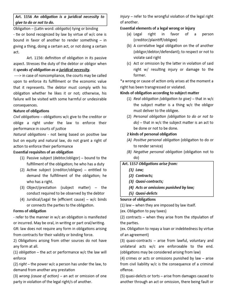 Understanding Legal Obligations Explained | PDF | Law Of Obligations ...