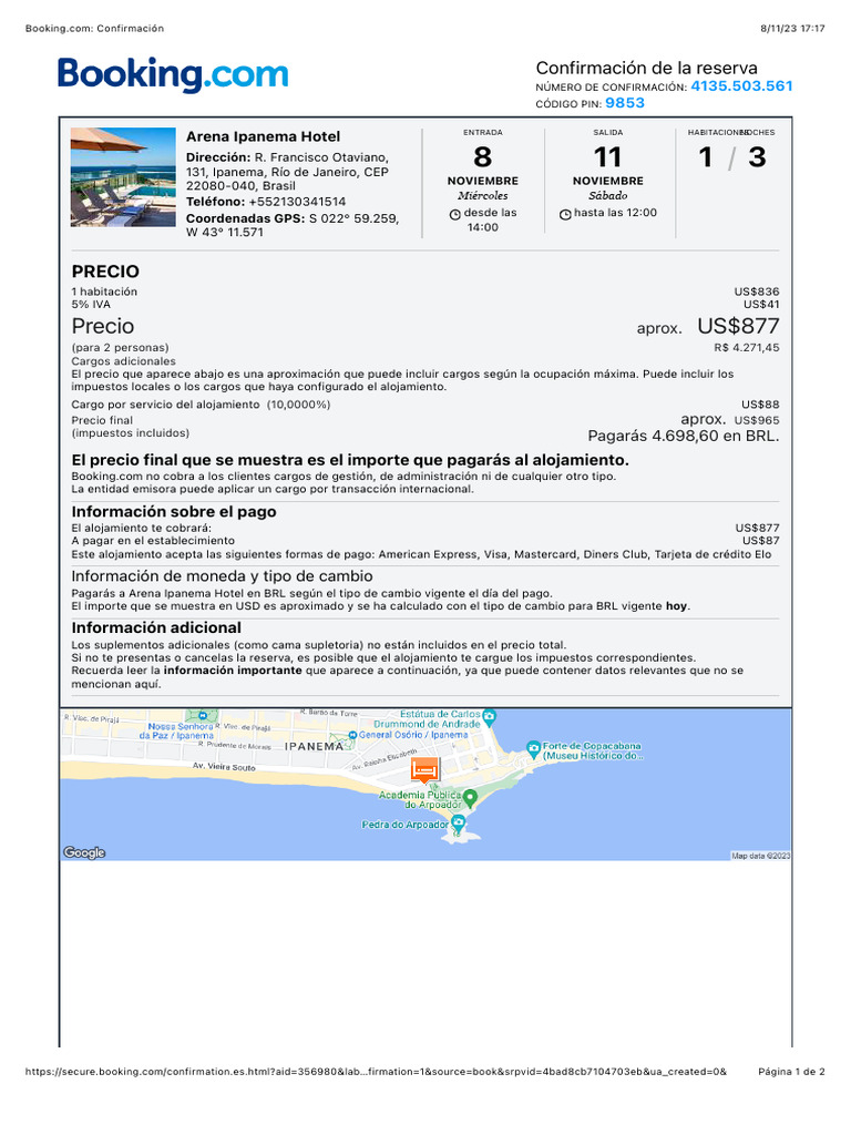 Booking Confirmación | PDF | Booking.Com | Hotel
