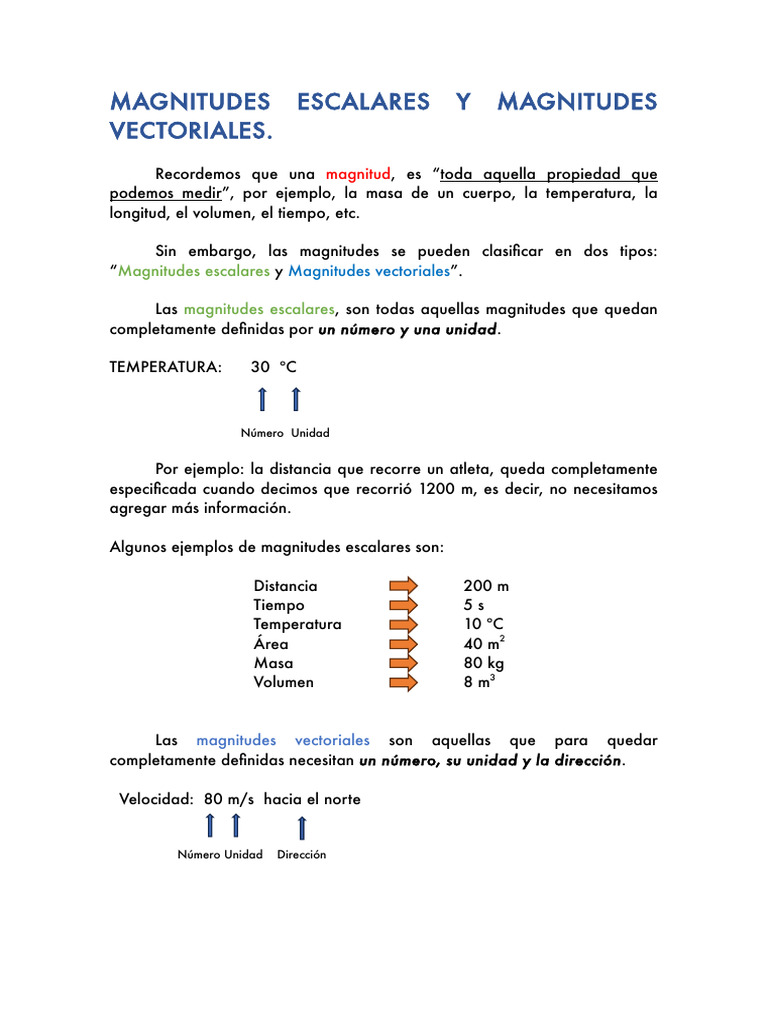 Magnitudes Escalares y Magnitudes Vectoriales | PDF
