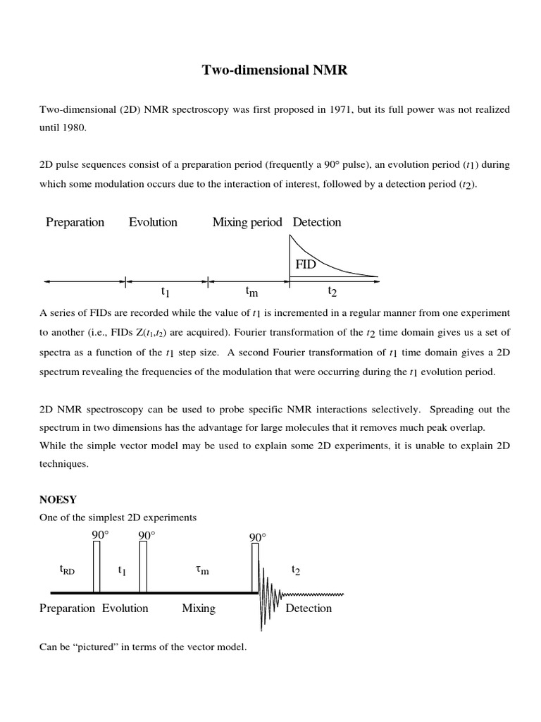 Two-Dimensional NMR: Preparation Evolution Mixing Period Detection | PDF | Two Dimensional ...