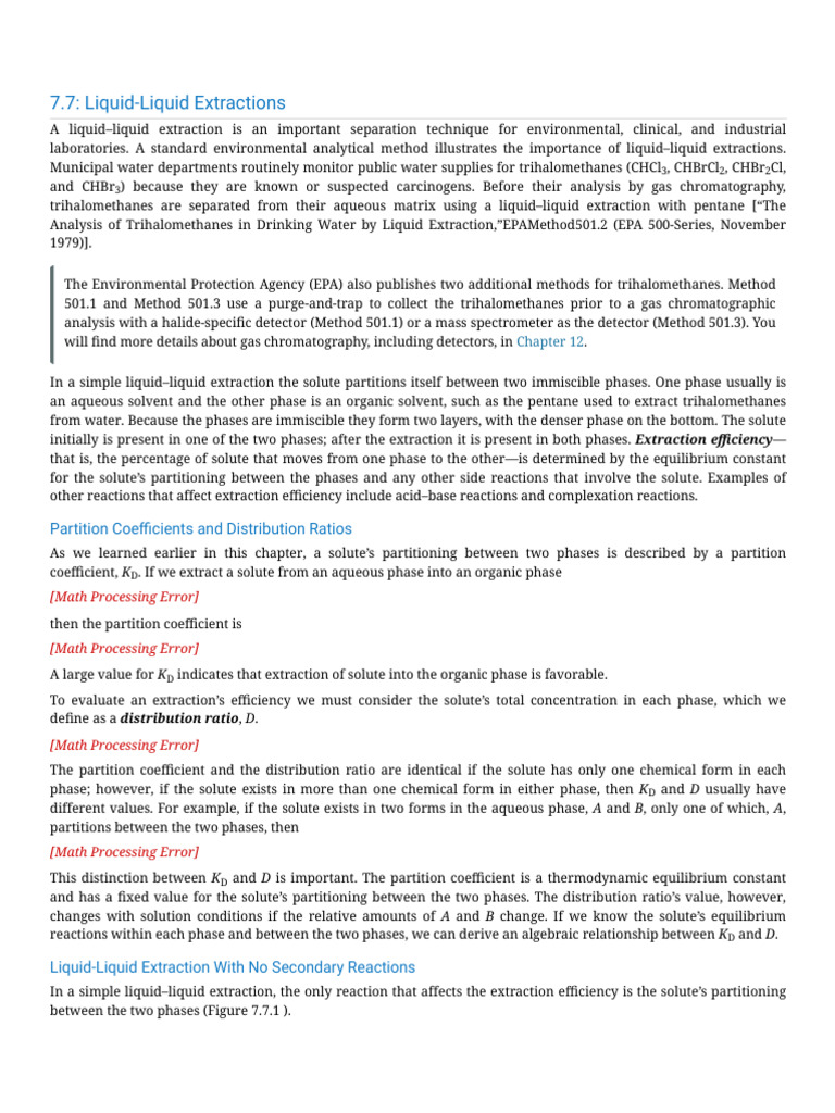 Liquid-Liquid Extraction Guide | PDF | Ph | Acid Dissociation Constant