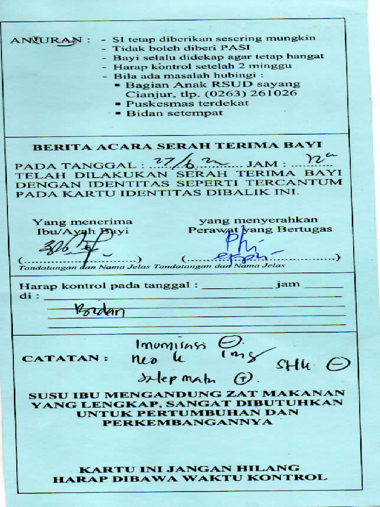 Kartu Identifikasi Bayi | PDF