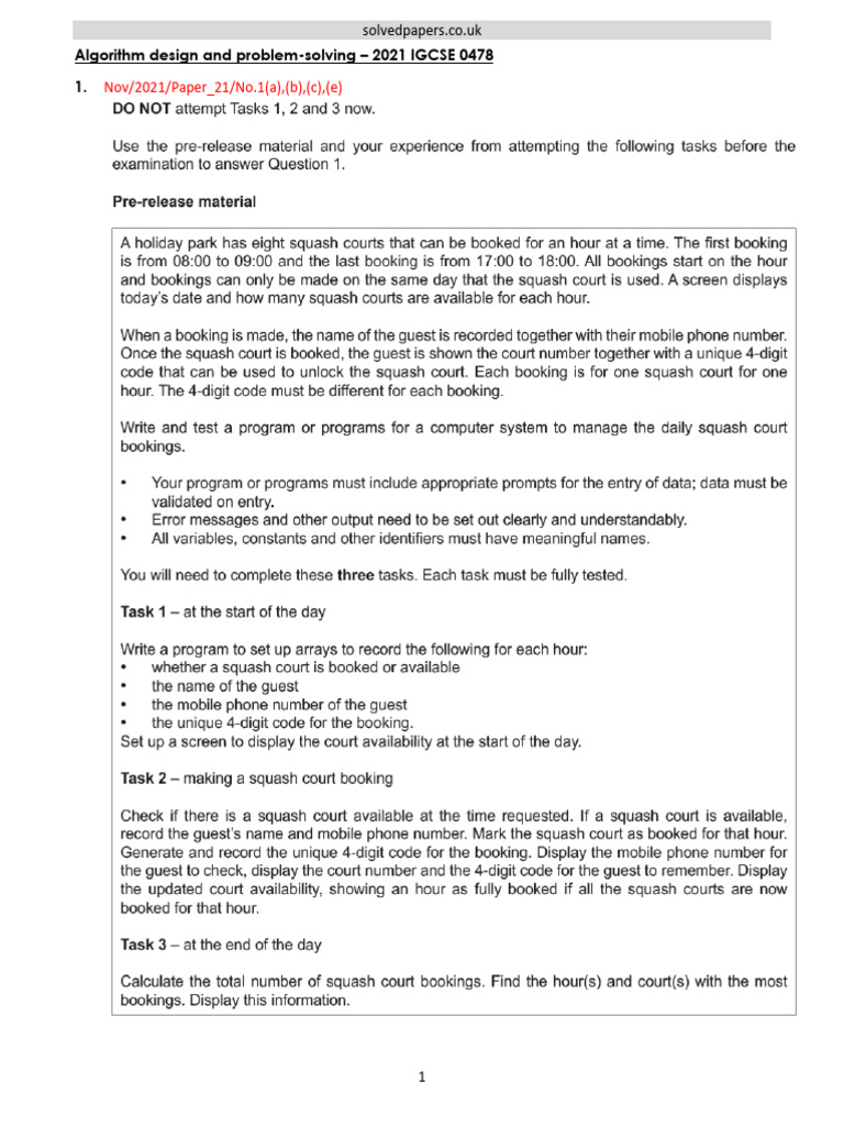 2021 Algorithm Design and Problem Solving IGCSE 0478 | PDF | Theory Of Computation | Theoretical ...