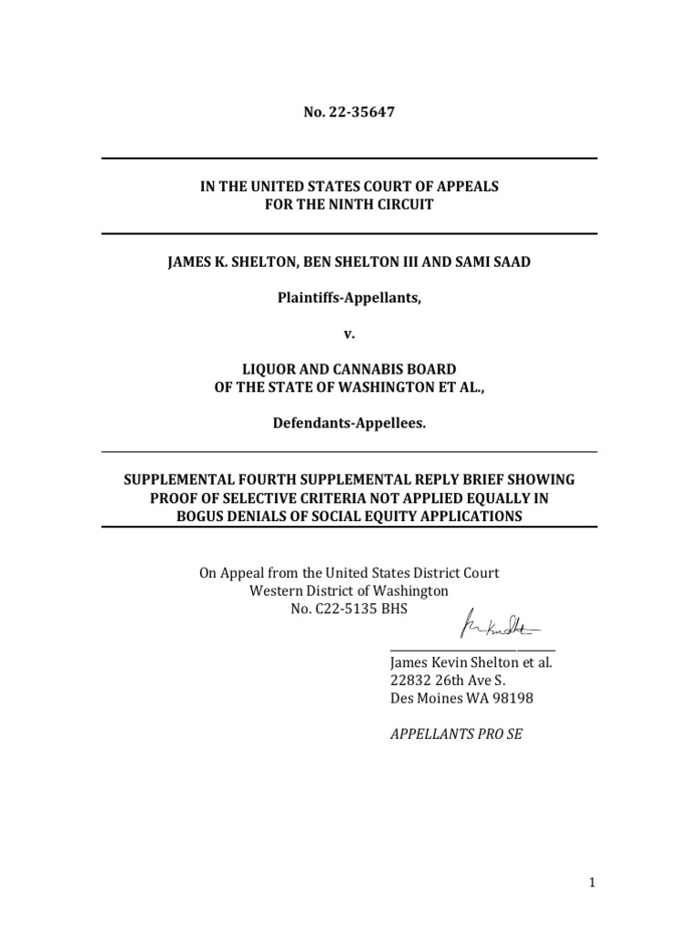 Fourth Supp. Brief Showing Withheld Proof of Equal Protection ...