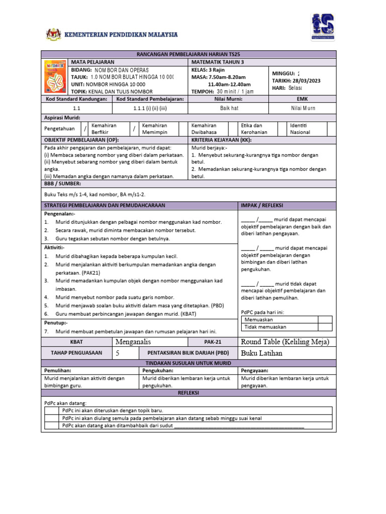 MT THN 3 TS25 Tajuk 1 | PDF
