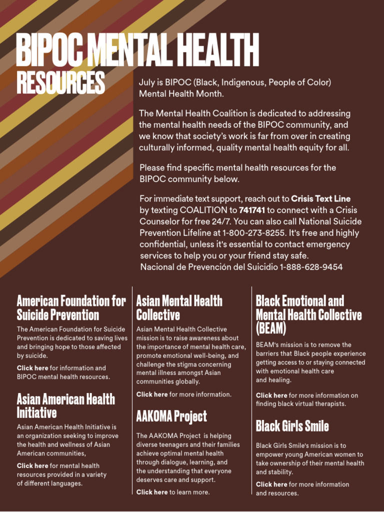 BIPOC Mental Health Resources Guide | PDF | Mental Health