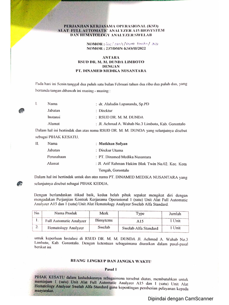 MOU KSO DINAMED LAB 2022 | PDF