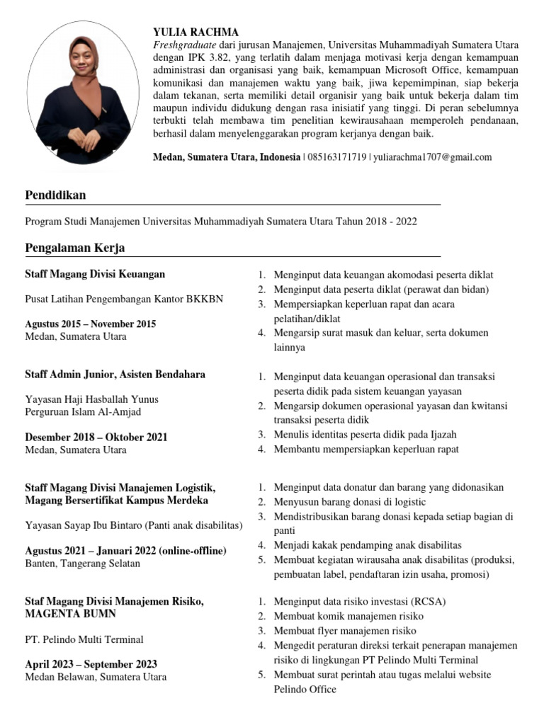 CV-YULIA RACHMA | PDF