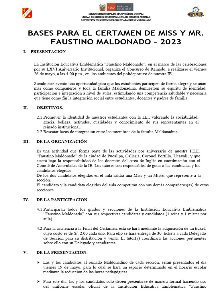 Bases Mr. Miss Ieefm 2023 | PDF