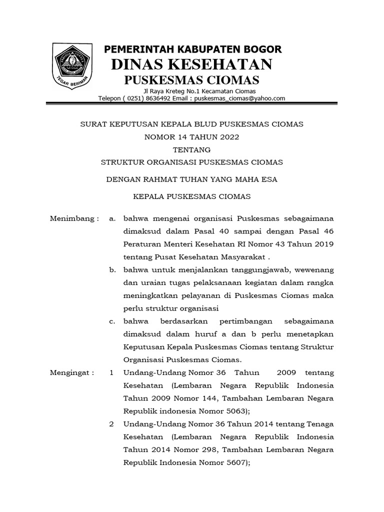 SK TTG Sotk Puskesmas Ciomas | PDF