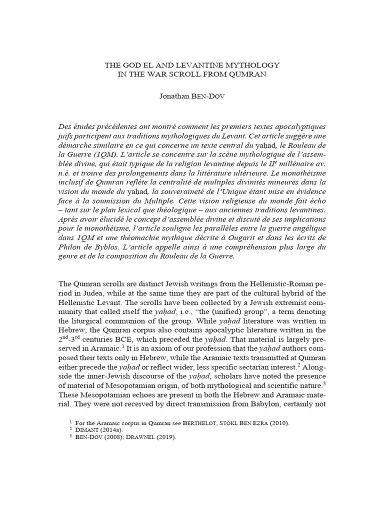 El et la mythologie levantine | PDF