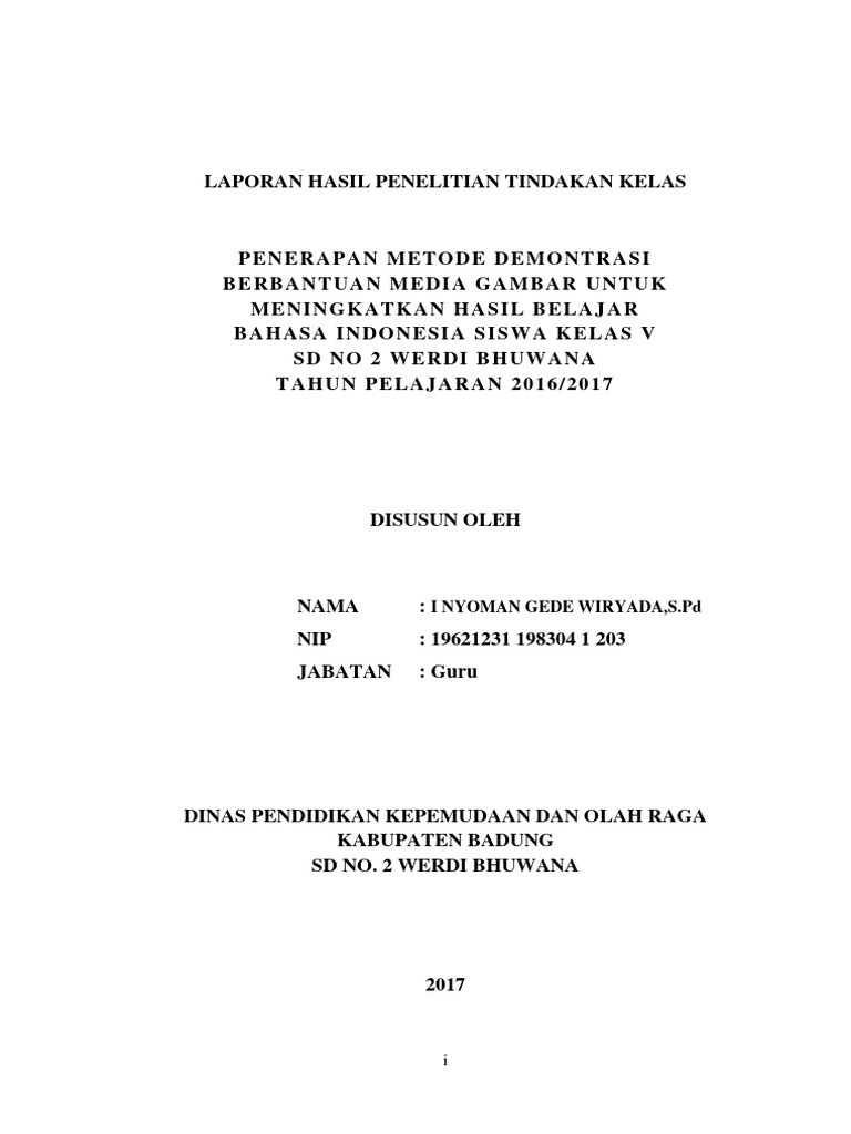 Contoh Cover PTK Guru SD | PDF